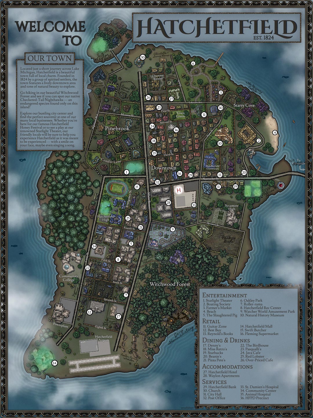 Hatchetfield Map DIGITAL DOWNLOAD || Team Starkid Musicals Merch ...