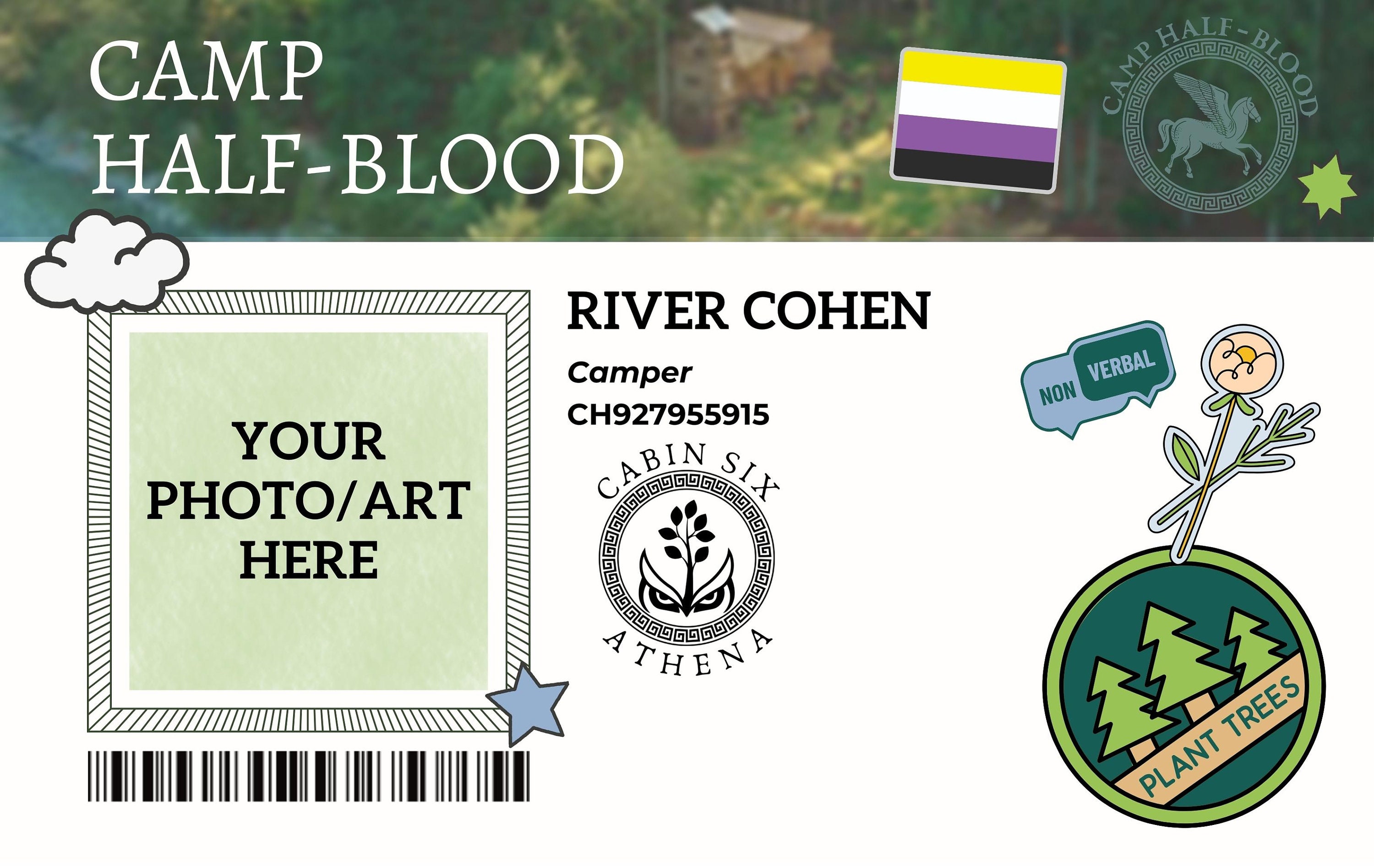 Custom Camp Half-blood ID Card DIGITAL DOWNLOAD Percy - Etsy