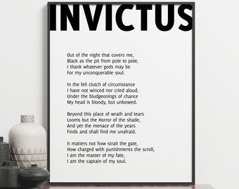 Invictus poem | Etsy