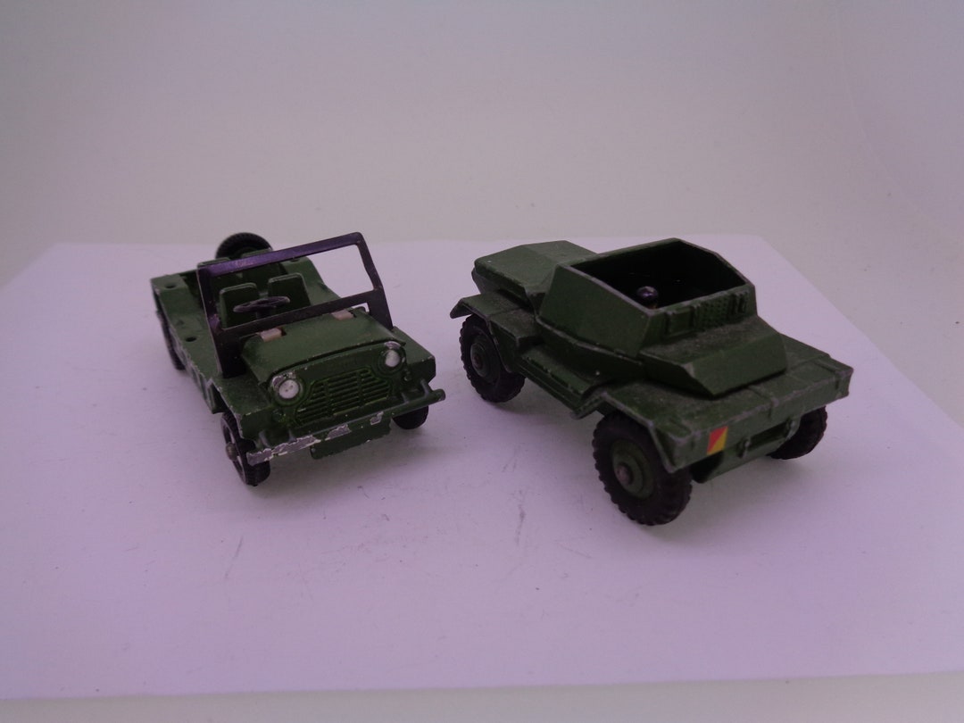 Vintage Meccano Dinky Toys Military Scout Car No.673 & Austin Mini Moke ...