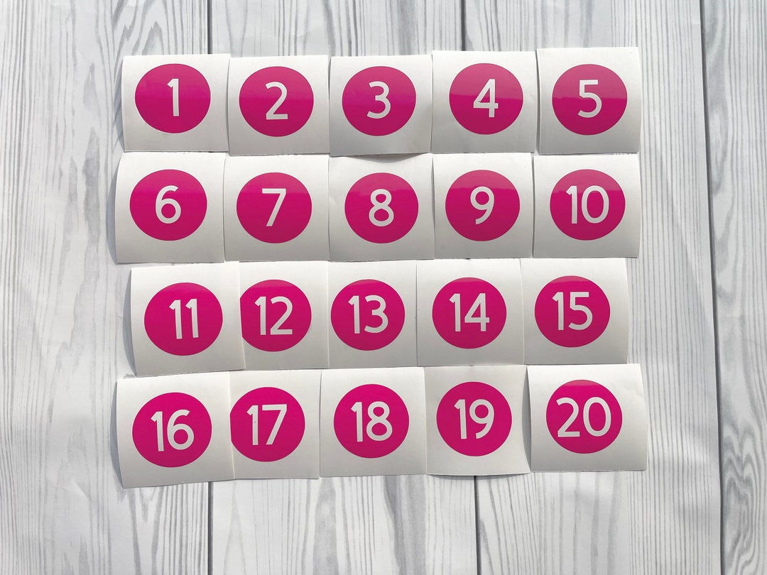 Pink Custom Number Vinyl Floor Decals includes Number 1-20 Pink CHOOSE ...