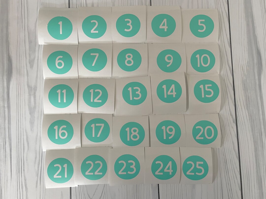 Green Custom Number Vinyl Floor Decals includes Number 1-25 Sea Foam ...
