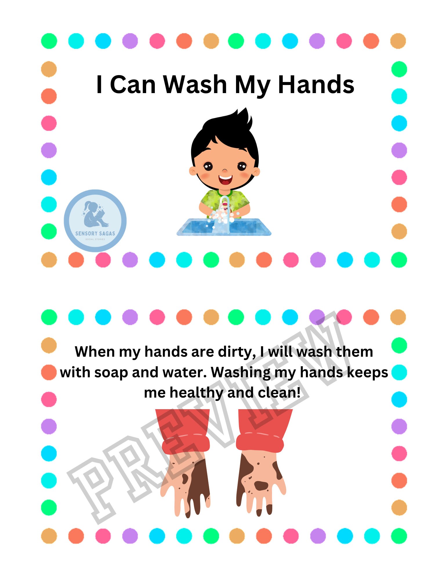 I Can Wash My Hands Social Story for Children, Digital Download, Social ...