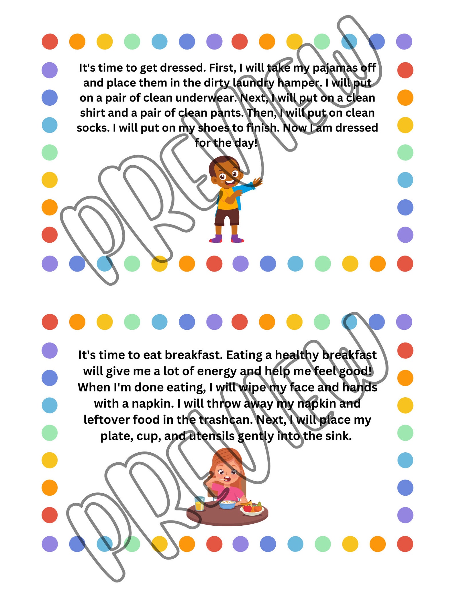 My Morning Routine Social Skills Story for Children, Digital Download ...