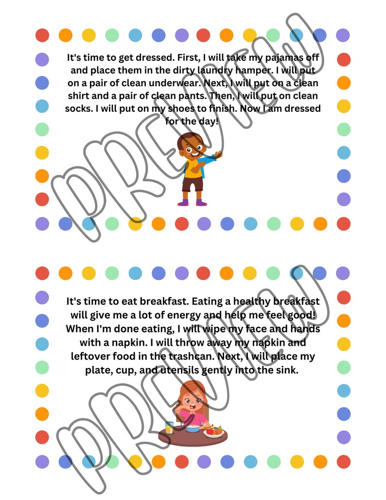 My Morning Routine Social Skills Story for Children, Digital Download ...