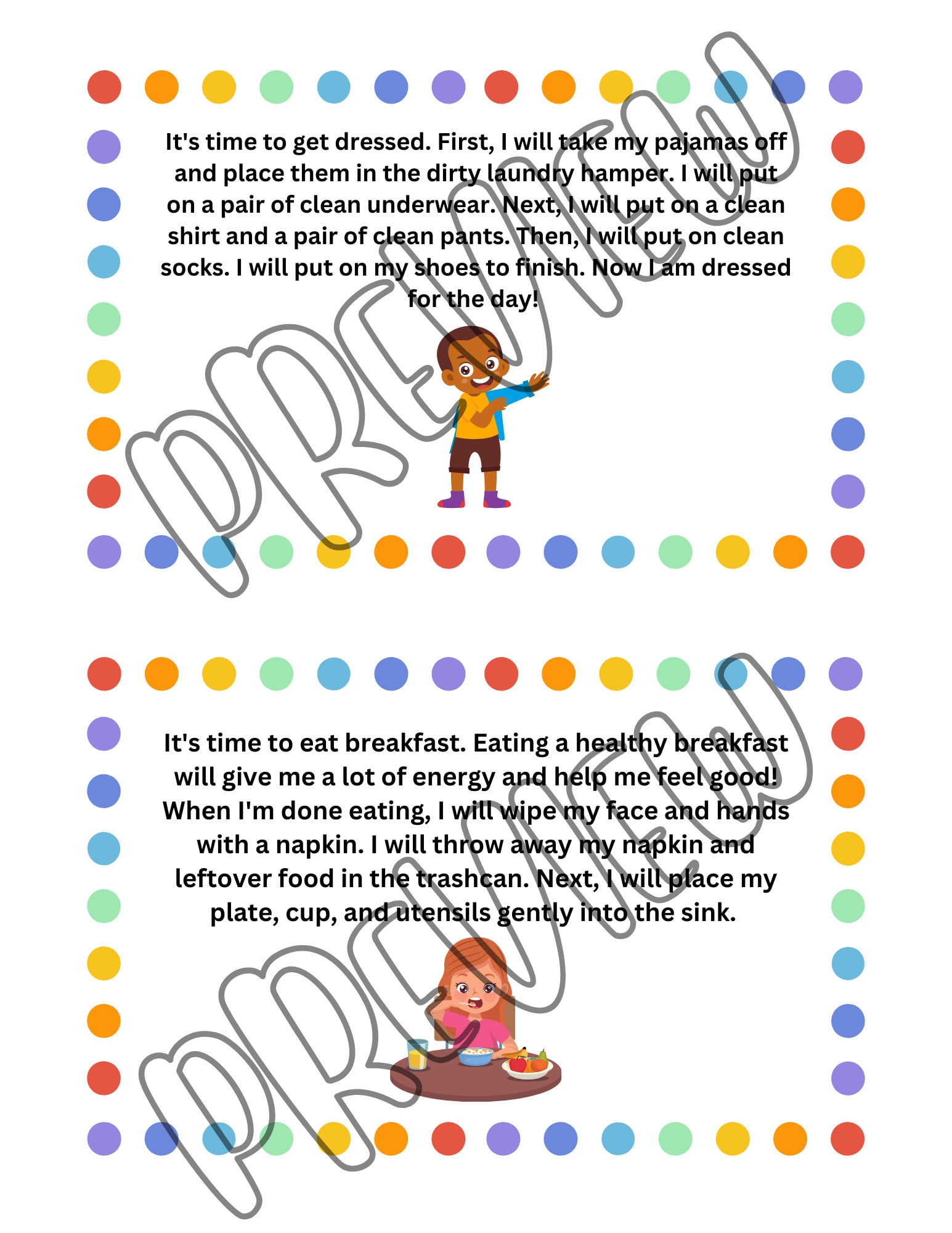 My Morning Routine Social Skills Story for Children, Digital Download ...