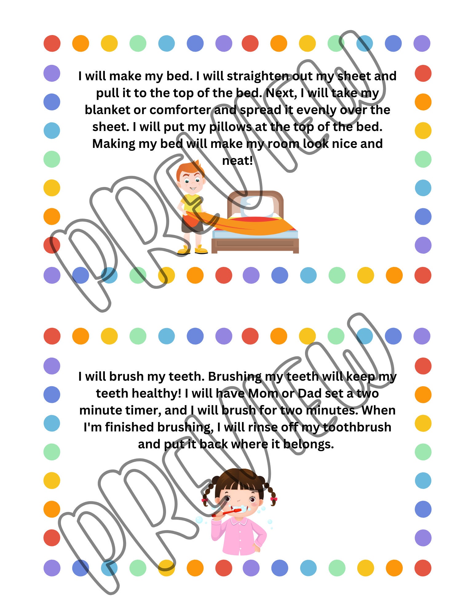 My Morning Routine Social Skills Story for Children, Digital Download ...