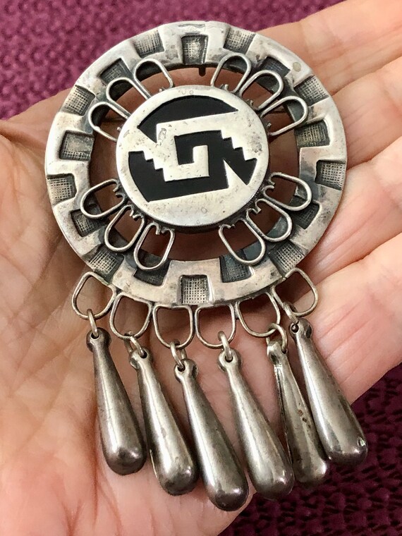 Vintage Mexican Pendant & Brooch Pin in Aztec Design … - Gem