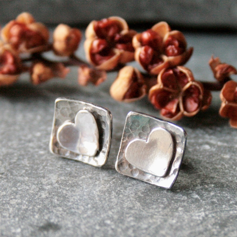 Silver Stud Earrings - Etsy