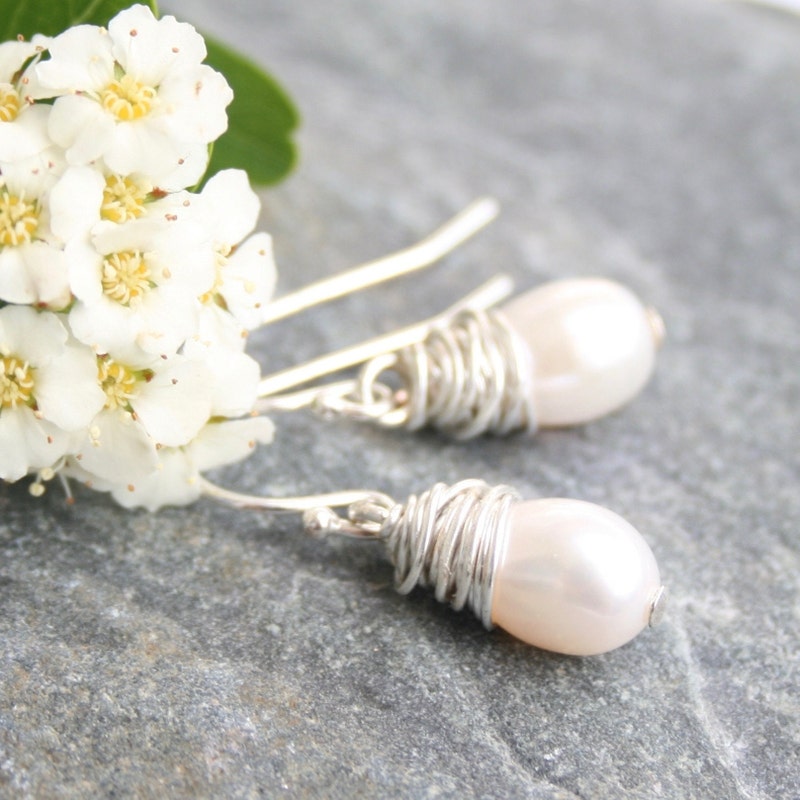 Wire Wrapped Pearl Earring - Etsy