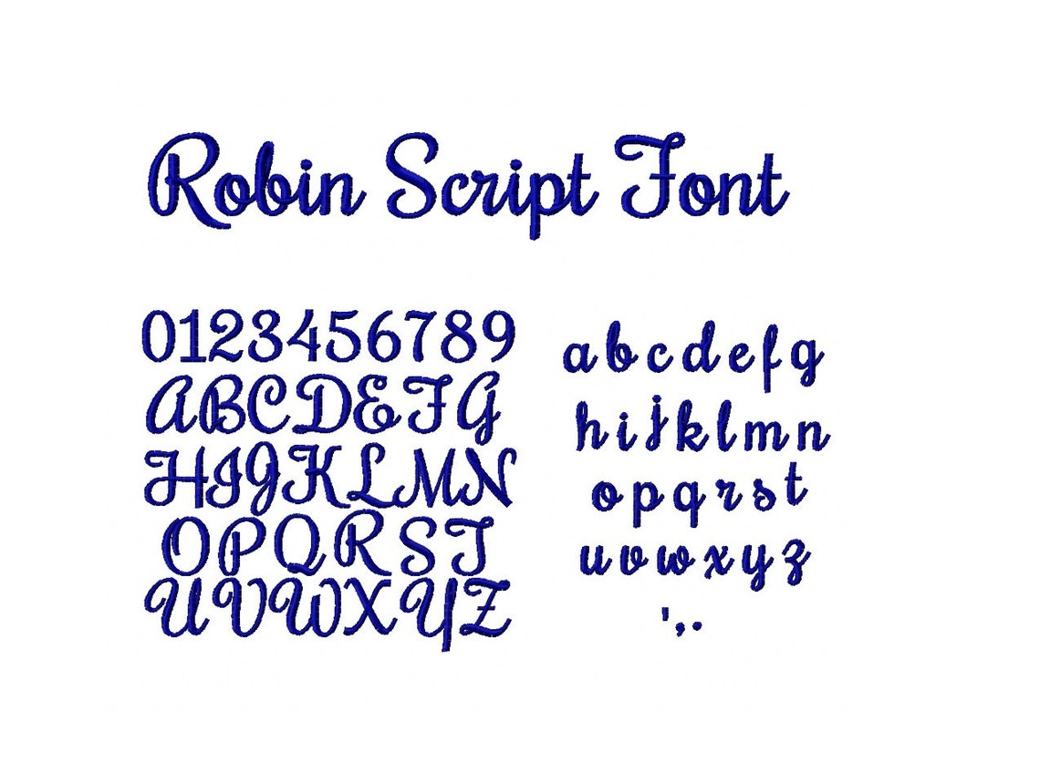 Robin Script Cursive Embroidery Font INSTANT DOWNLOAD 2 | Etsy