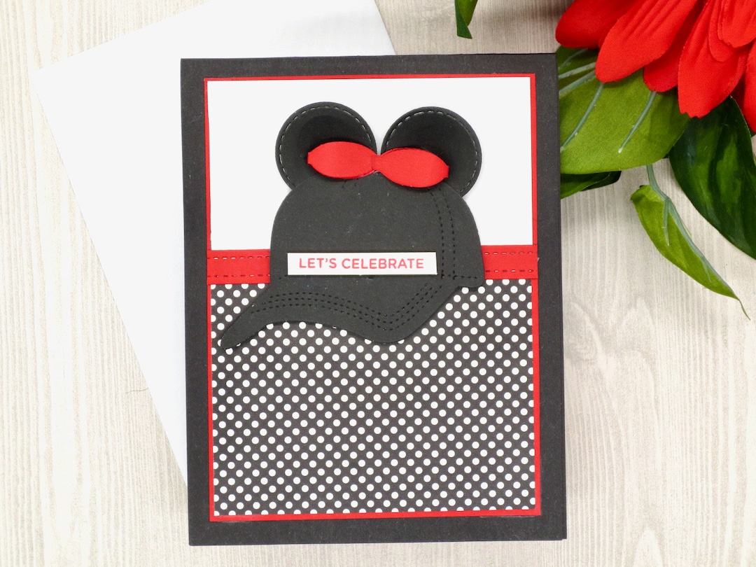 Minnie Mouse Card: Handmade Disney Card, Minnie With Bow - Etsy