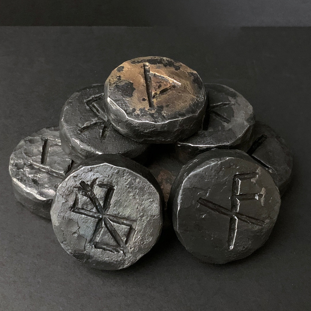 Forged Steel Worry Stones With Viking Runes - Etsy