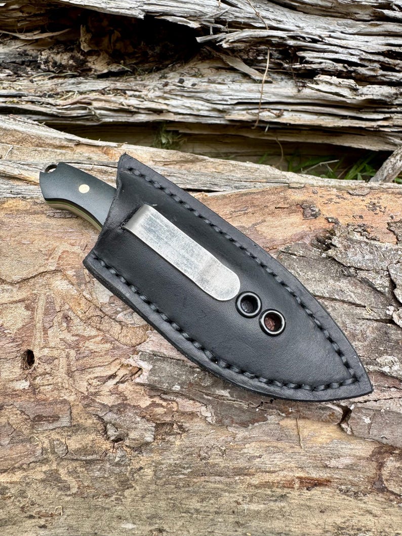 Fixed Blade Pocket Knife With Micarta Handle and Leather Sheath - Etsy