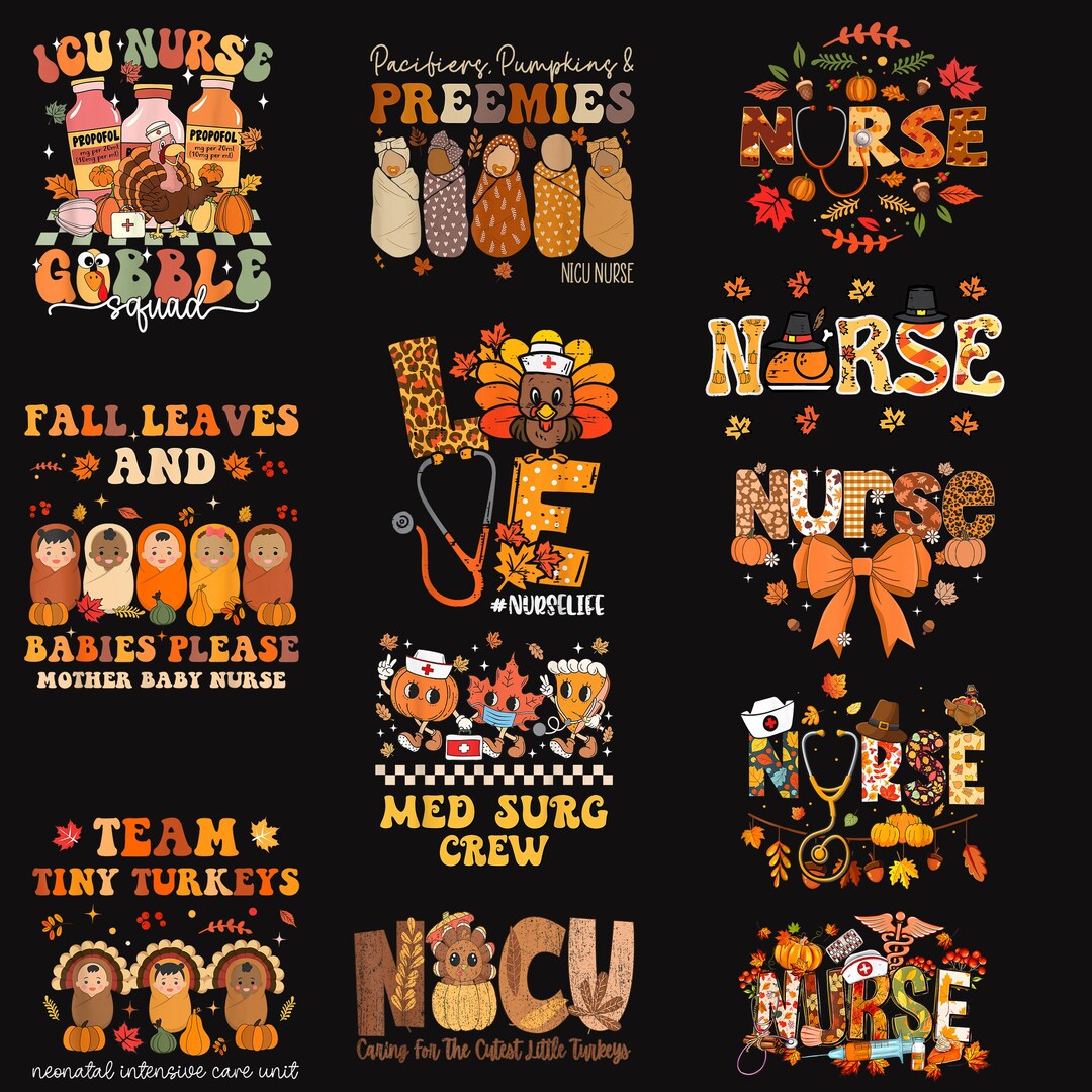 Fall Nurse Bundle Png, Nursing Png, Nurse Pumpkins Png, Retro Nurse Png ...