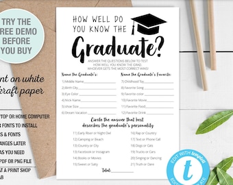 Do You Know the Graduate Printable Party Game Graduation - Etsy