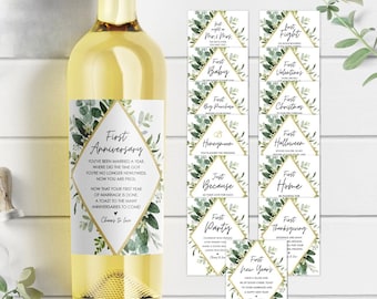 Printed Marriage Milestone Wine Bottle Labels Wedding Gift | Etsy