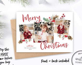 Editable Photo Holiday Card Template Instant Download | Etsy