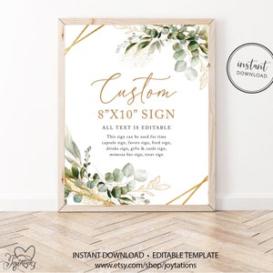 Greenery Custom 8x10 Sign Template, Editable Sign Template, 8x10 ...