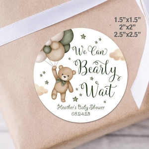 We Can Bearly Wait Baby Shower Stickers Printed, Teddy Bear Baby Shower ...