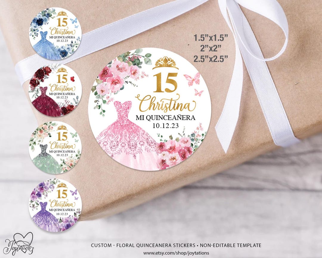 Quinceañera Stickers Printed, Mis Quince Años Stickers, Mis XV Años ...