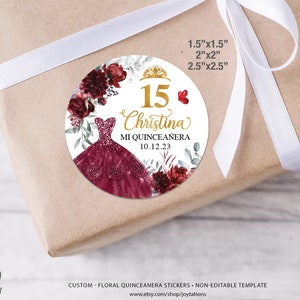 Quinceañera Stickers Printed, Mis Quince Años Stickers, Mis XV Años ...