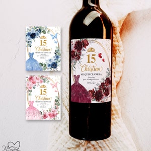 Quinceañera Wine Bottle Labels Printed, Mis Quince Años Labels, Mis XV ...