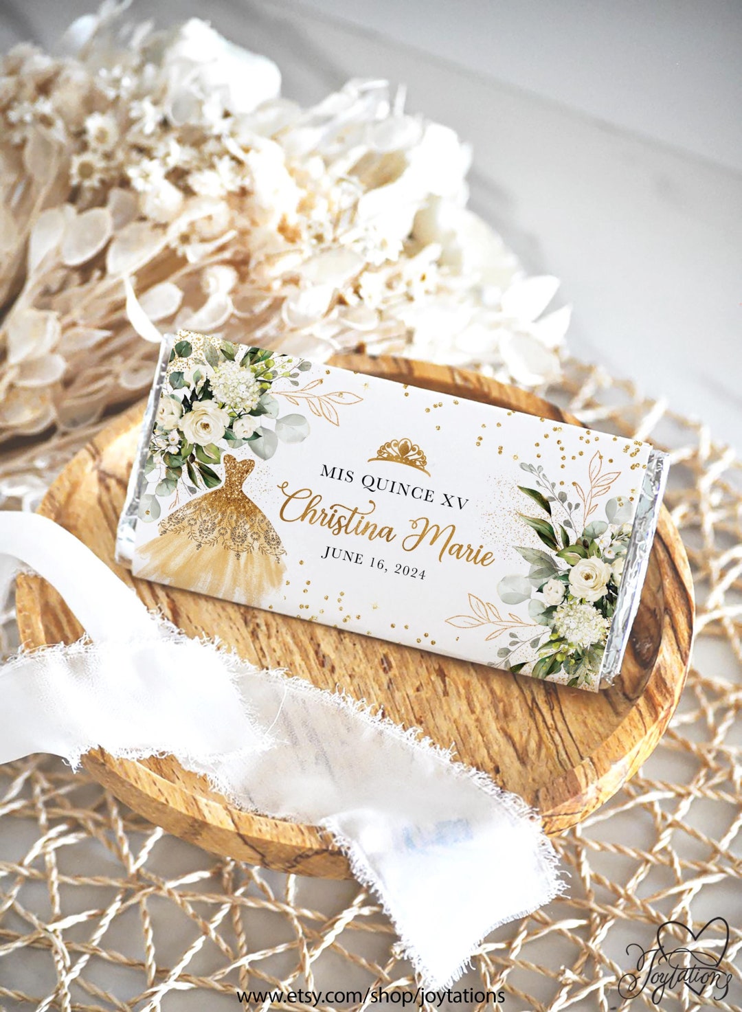 Gold Quinceañera Hershey's Chocolate Bar Wrappers Printed, Mis Quince ...