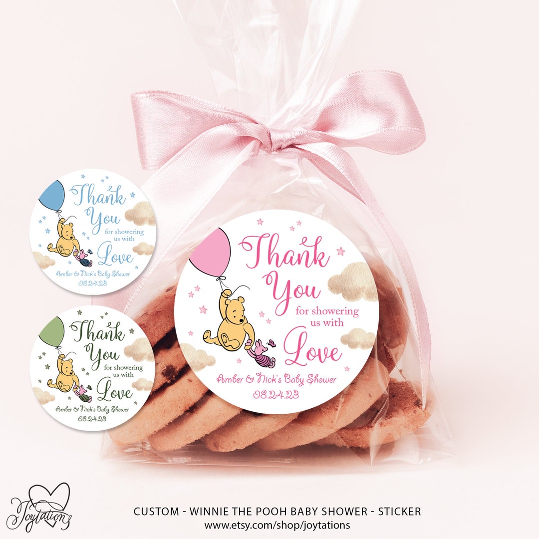 Winnie the Pooh Baby Shower Stickers Printed Baby Shower - Etsy