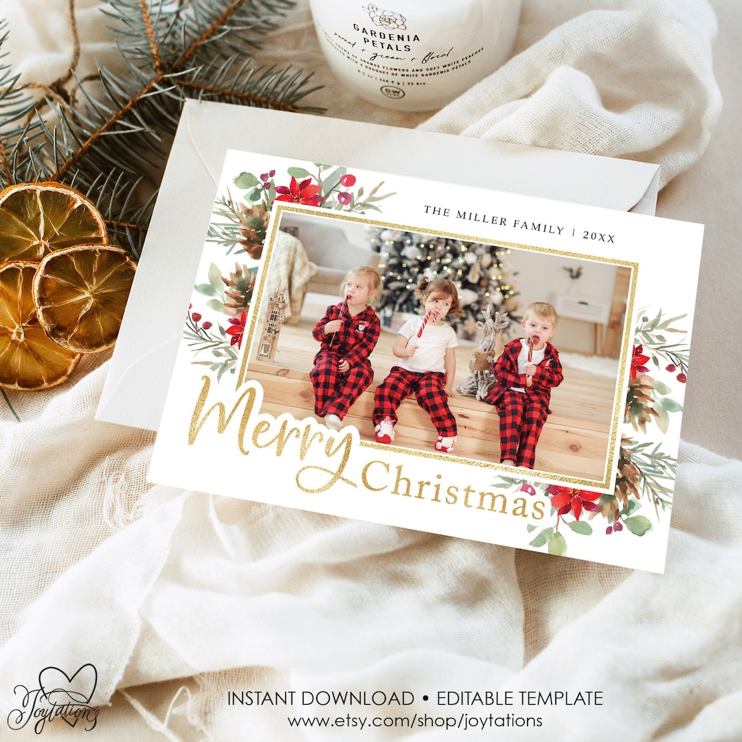 Editable Photo Christmas Card Template Instant Download - Etsy