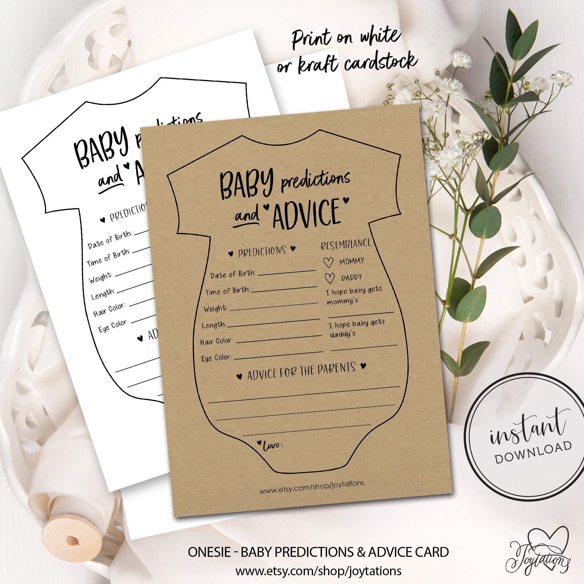 Baby Predictions and Advice Baby Shower Game Printable | Etsy UK