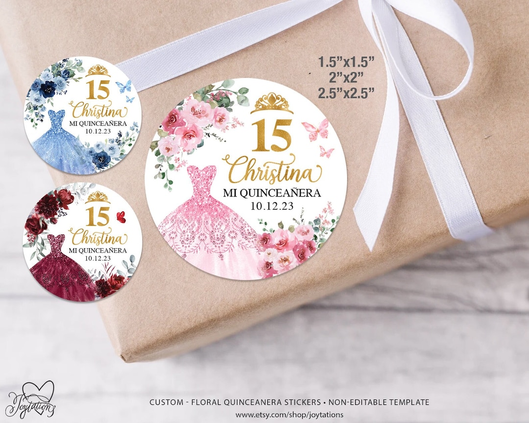 Quinceañera Stickers Printed, Mis Quince Años Stickers, Mis XV Años ...