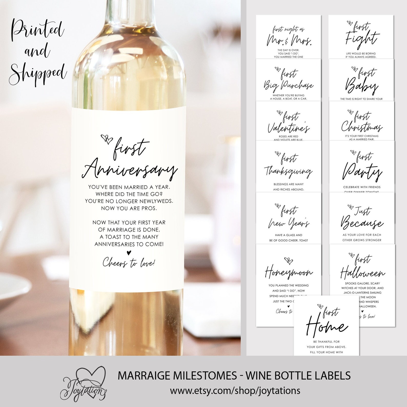 Printed Marriage Milestone Wine Bottle Labels Wedding Gift - Etsy