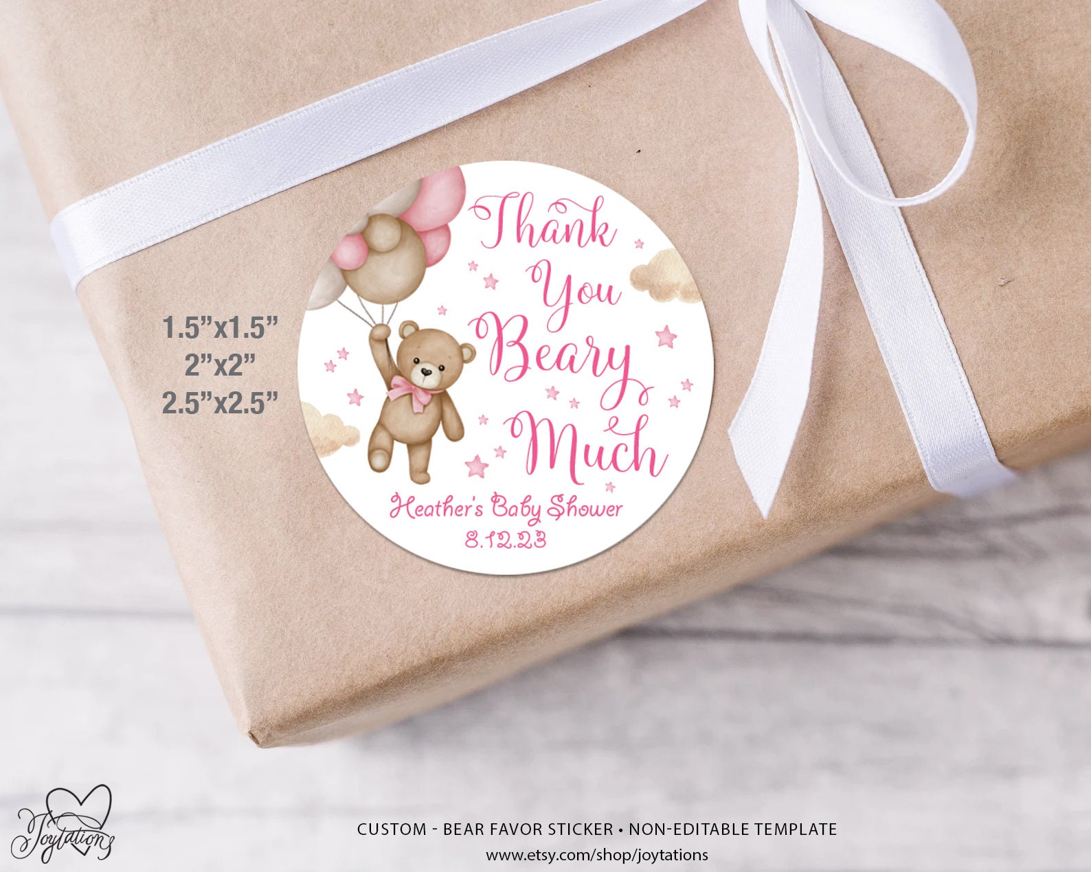 Thank You Beary Much Baby Shower Stickers Printed, Teddy Bear Thank You ...