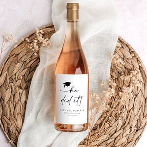 She Did It Graduation Wine Bottle Labels Printed, Custom College ...