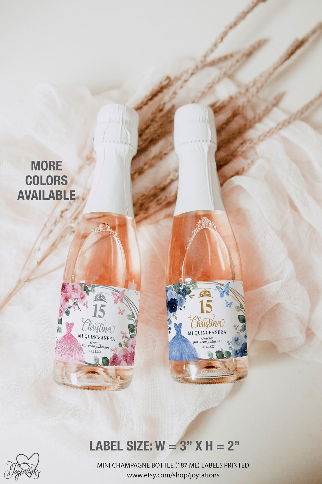 Quinceañera Mini Champagne Bottle Label Printed, Mis Quince Años Labels ...