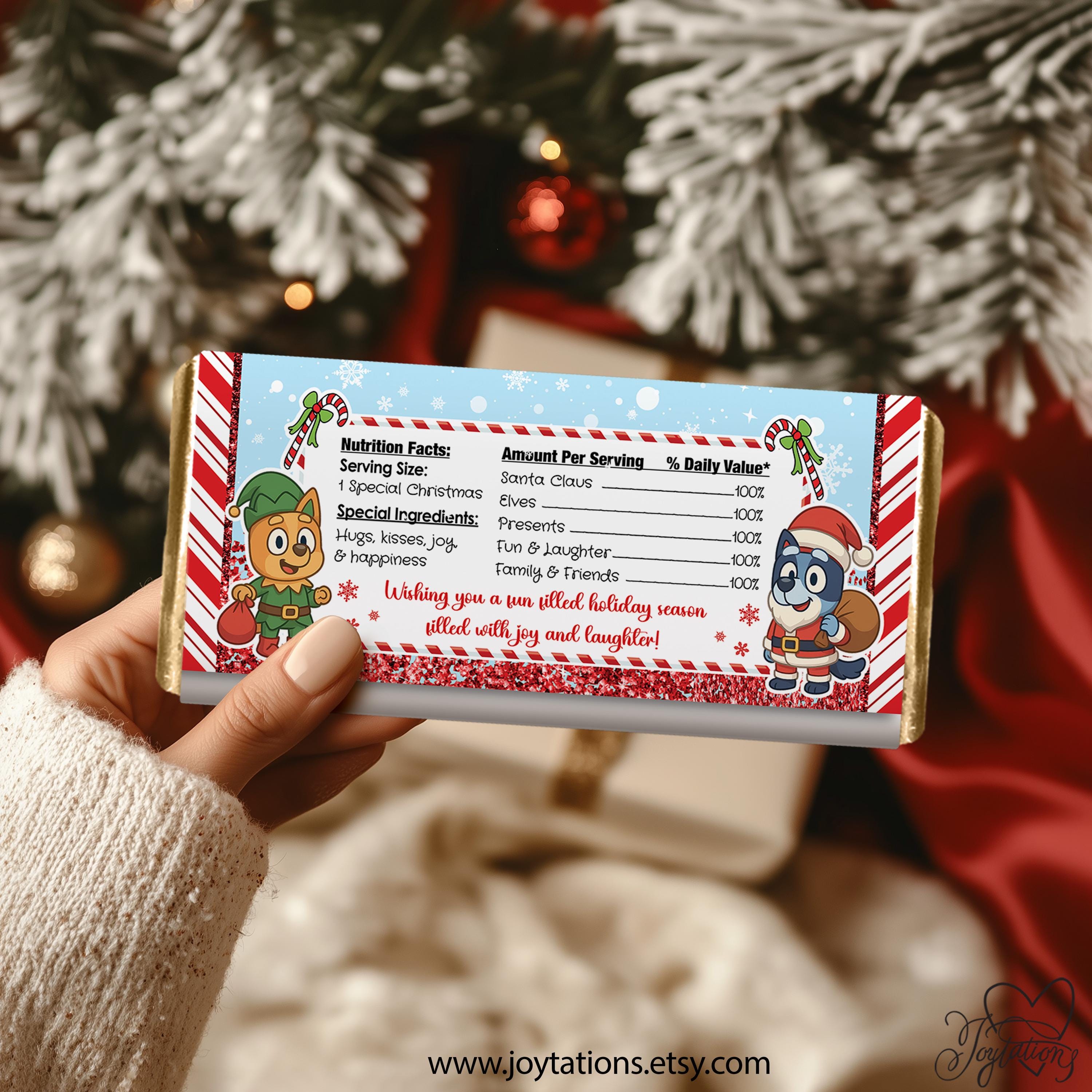 Bluey Christmas Hershey's Chocolate Bar Wrapper, Blue Cartoon Dog Candy ...