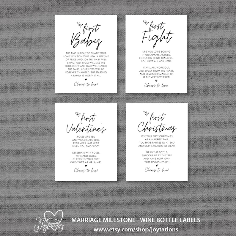 Marriage Milestone Wine Bottle Labels Instant Download - Etsy