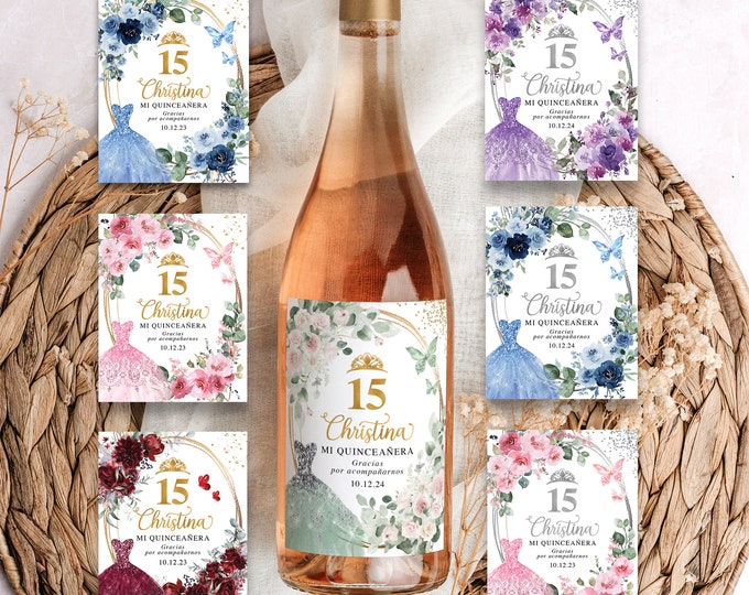 Quinceañera Wine Label - Mis Años - Light Pink - 5001W - Etsy