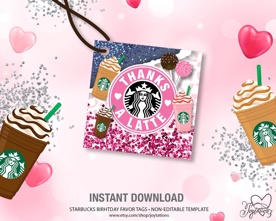 Starbucks Birthday Favor Tags, Coffee House Latte Party Favors, Cafe ...
