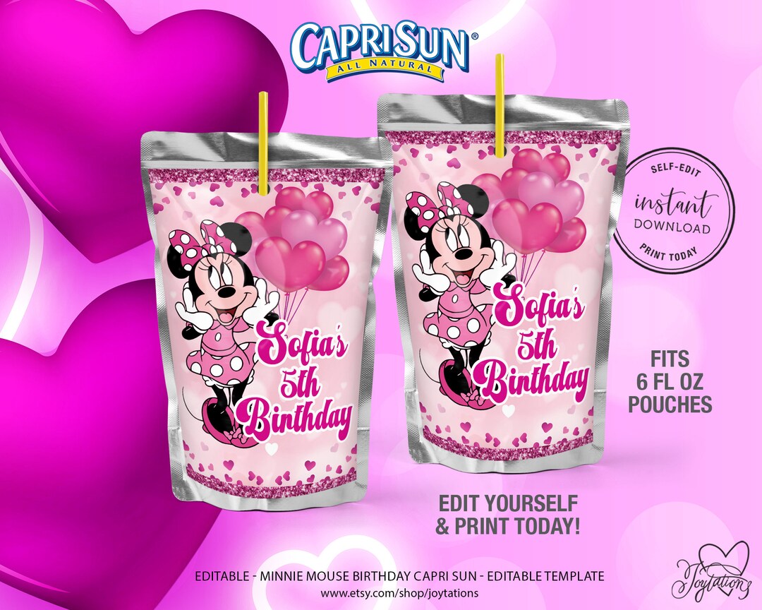 Minnie Mouse Pink Capri Sun Label Template, Minnie Mouse Pink Kool Aid ...