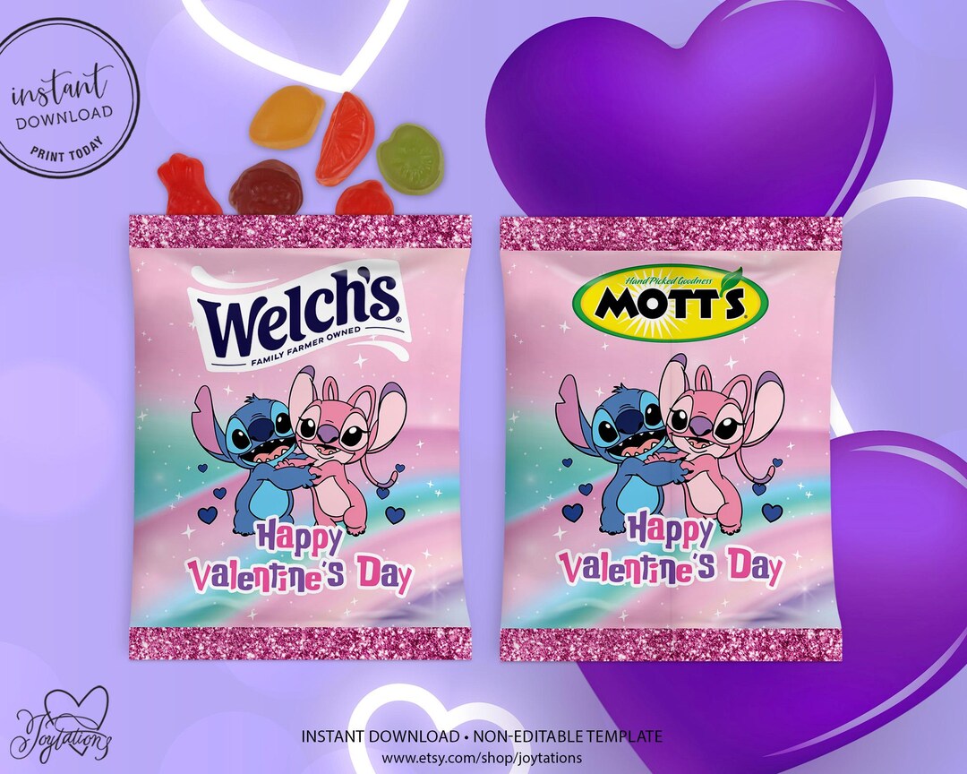 Lilo and Stitch Valentine's Day Welch's Fruit Snacks Wrapper and Mott's ...
