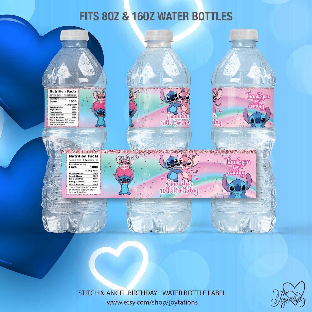 Editable Lilo & Stitch Water Label, Lilo and Stitch DIY Birthday Water ...