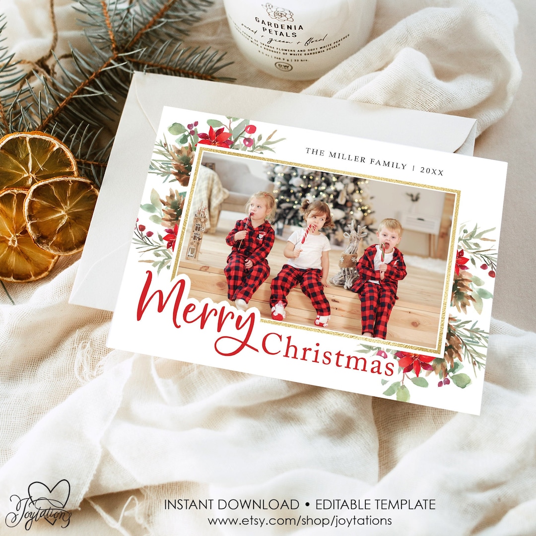 Editable Photo Christmas Card Template, Instant Download, Printable ...