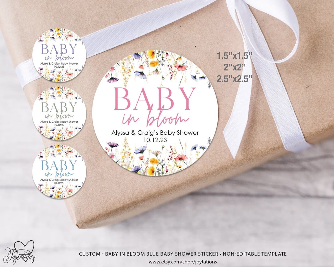 Baby in Bloom Baby Shower Favor Sticker, Baby in Bloom Baby Shower ...