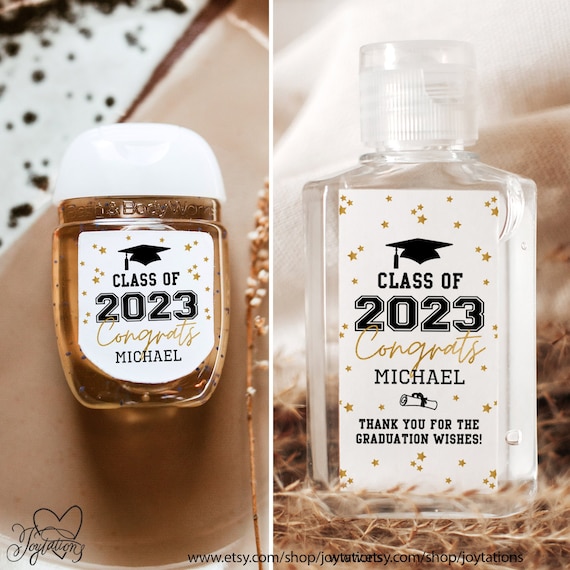 Personalized Graduation Party Hand Sanitizer Labels Printed or Digital ...