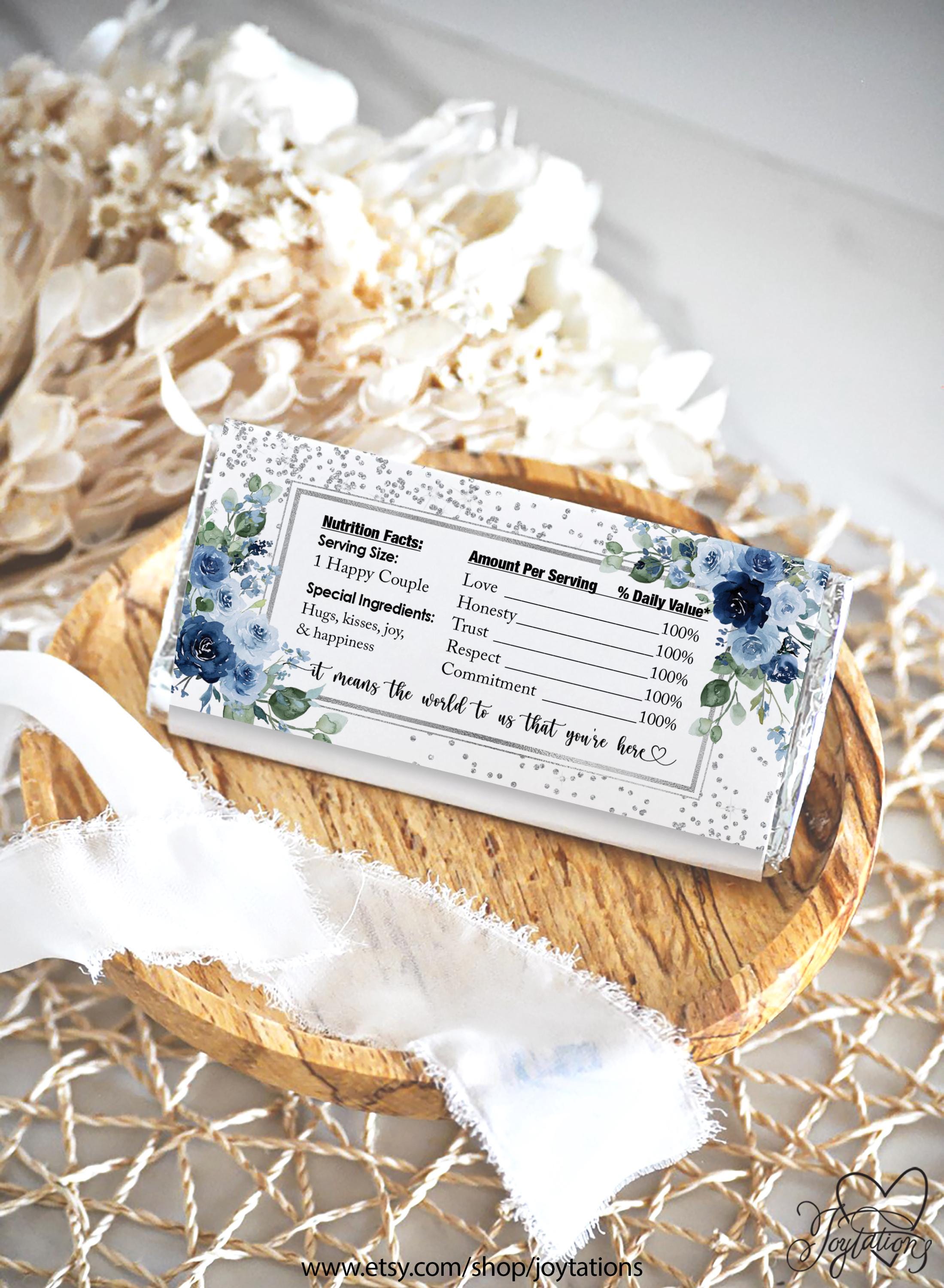 Dusty Blue Floral Birthday Hershey's Chocolate Bar Wrappers Printed ...