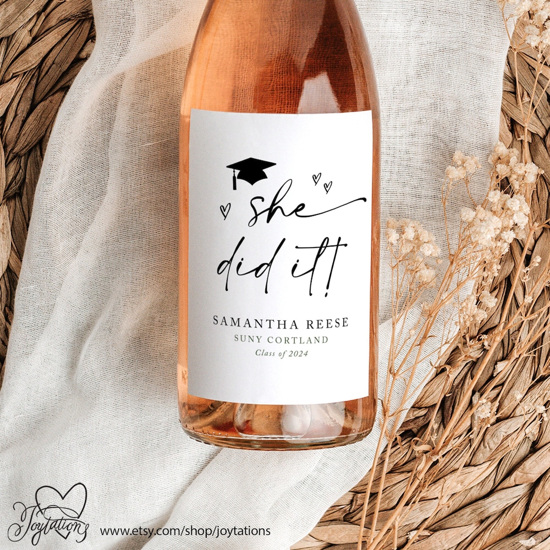 She Did It Graduation Wine Bottle Labels Printed, Custom College ...