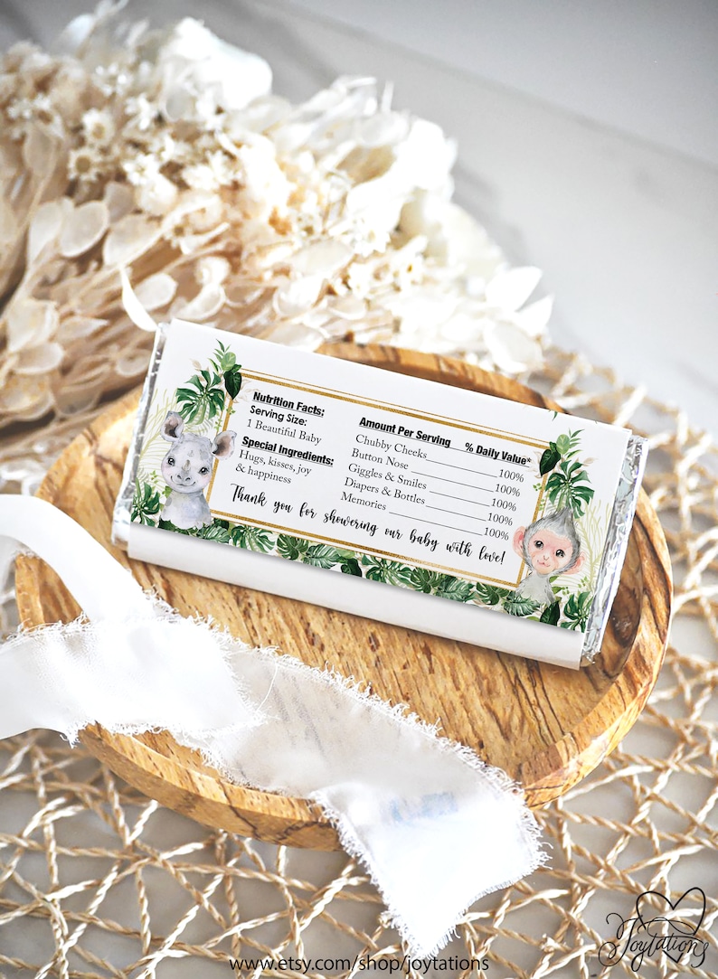 Safari Baby Shower Hershey's Chocolate Bar Wrappers, Jungle Baby Shower ...