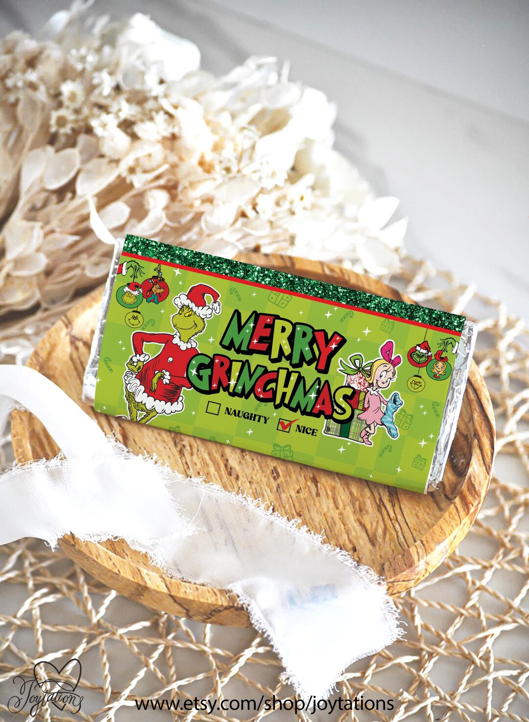 The Grinch Christmas Hershey's Chocolate Bar Wrapper, Holiday Candy Bar ...